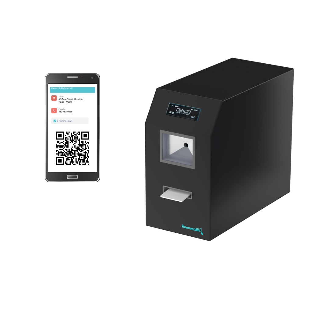Automated encoder Roommatik XS for RFID or magnetic stripe cards.